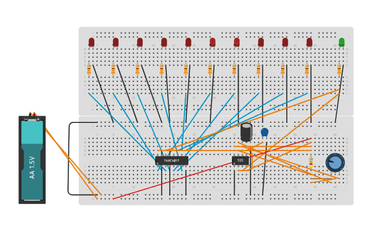 Circuit design LED Chaser Circuit - Tinkercad
