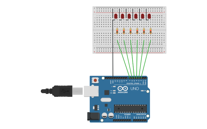 Circuit design 7_Led array effect - Tinkercad
