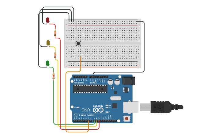 Circuit design Stoplight - Tinkercad