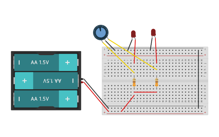 Circuit design leds with potentiometer - Tinkercad
