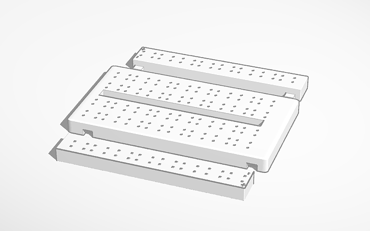 3D design Printable Breadboard with power rails (read description ...