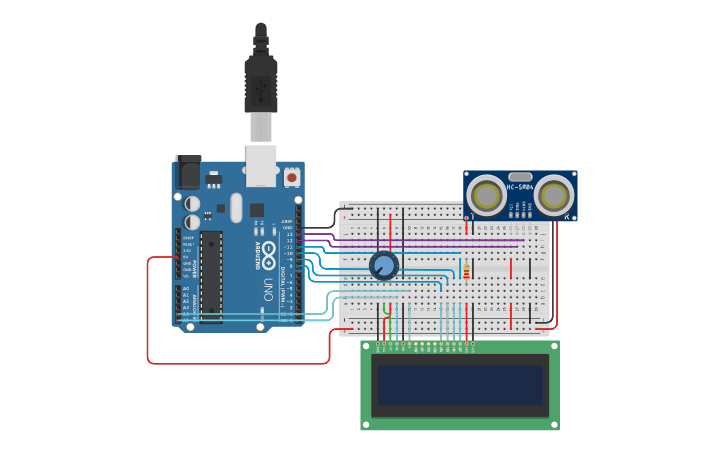 Circuit design Distance Measurer - Tinkercad
