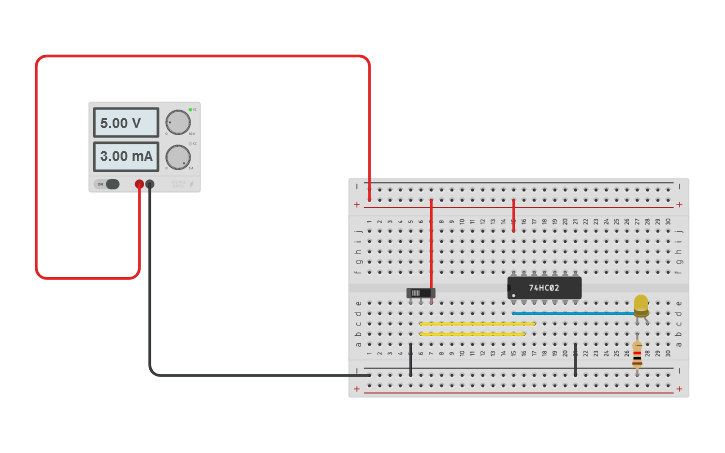 Circuit design NOT Gate using NOR - Tinkercad