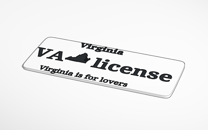 3D design Va License Plate - Tinkercad