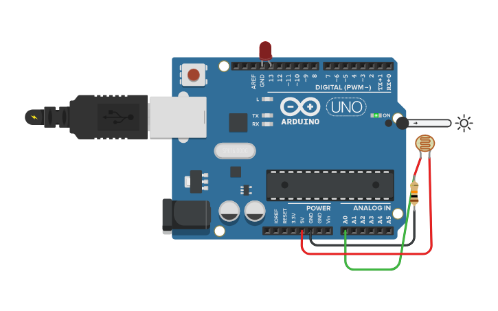 Circuit design LDR Sensor - Tinkercad