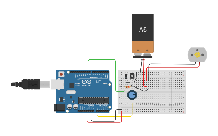 Circuit design lpt22025- projeto 15- Controle de um motor simples - Tinkercad
