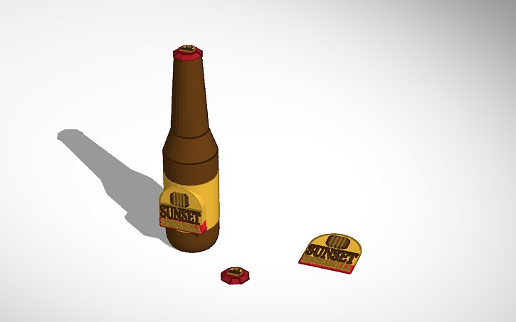 3D design Sunset Sarsparilla - Bottle, Logo, and Cap - Tinkercad
