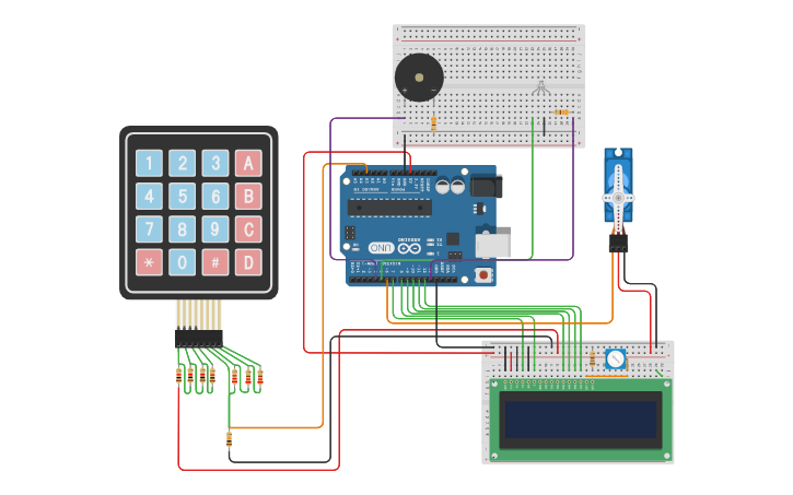 Circuit design 경고음이 있는 금고 - Tinkercad