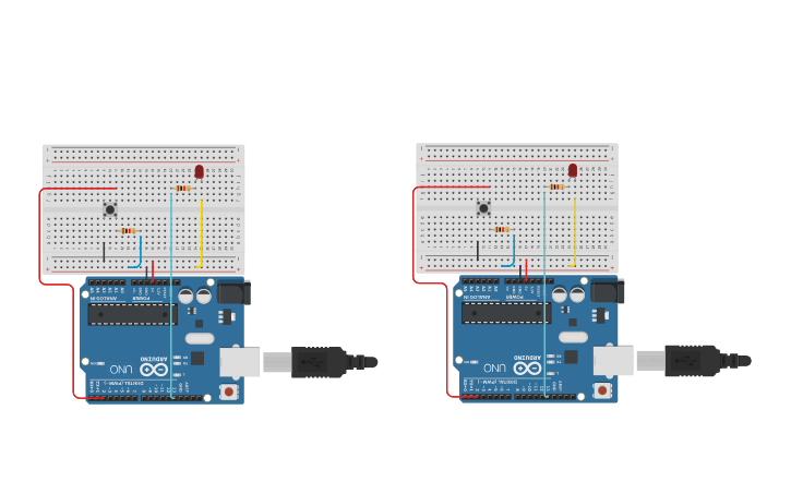 Circuit design LED + Push Button - Tinkercad