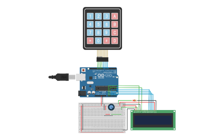 Circuit design Keypad(+LCD) - Tinkercad