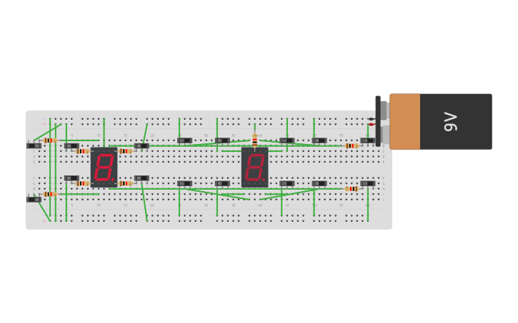 Circuit design 7 segment display - Tinkercad