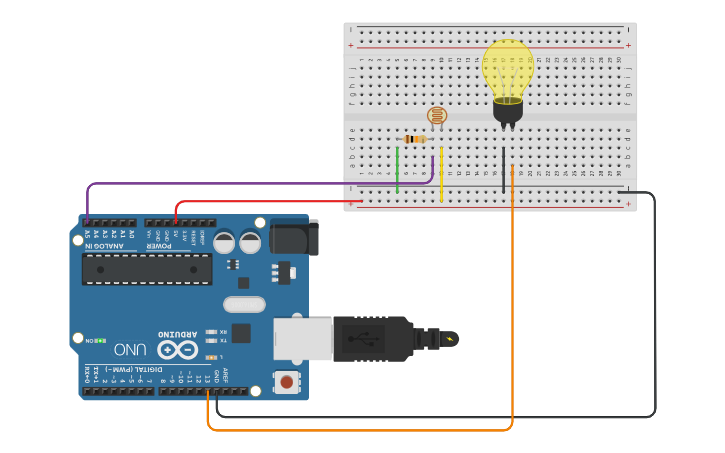 Circuit design Potentiometer - Led - Tinkercad