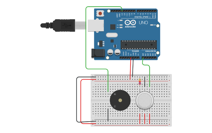 Circuit design detector de gas ELIAS MORA - Tinkercad