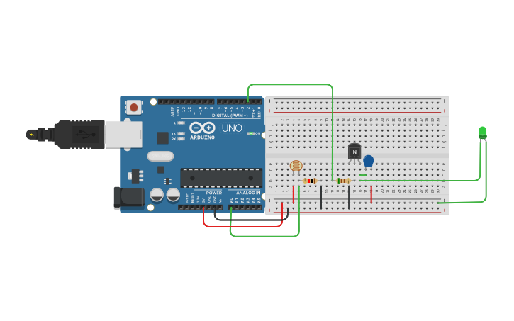 Circuit design Light intensity control circuit using Arduino uno - Tinkercad