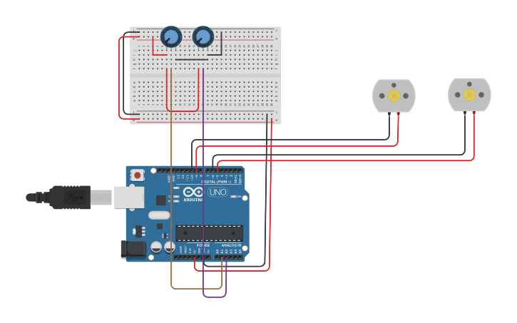 Circuit design control motor - Tinkercad