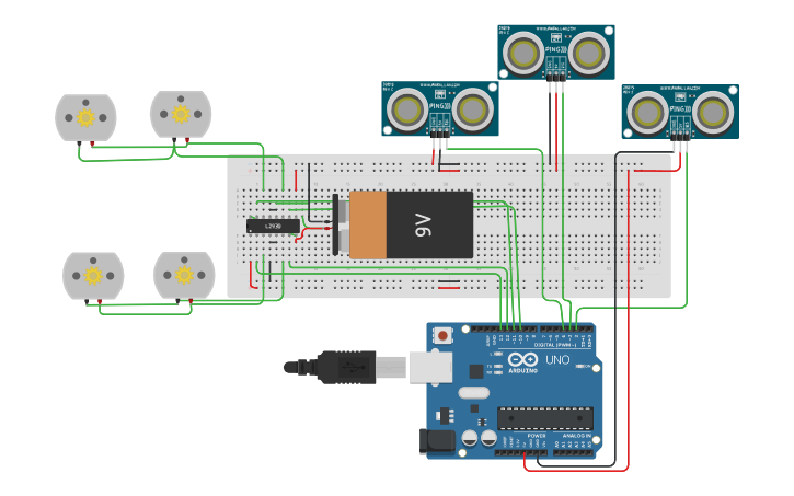 Circuit design Obstacle Avoiding - Tinkercad