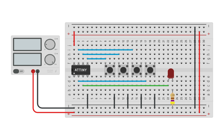 Circuit design ATTINY85 - scelta pulsanti - Tinkercad