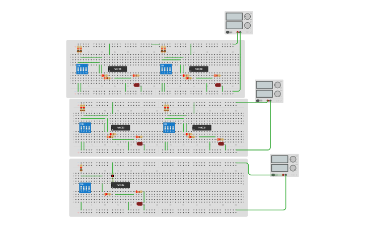 Circuit design Compuerta 7400-7408 7402-7432 7404 - Tinkercad