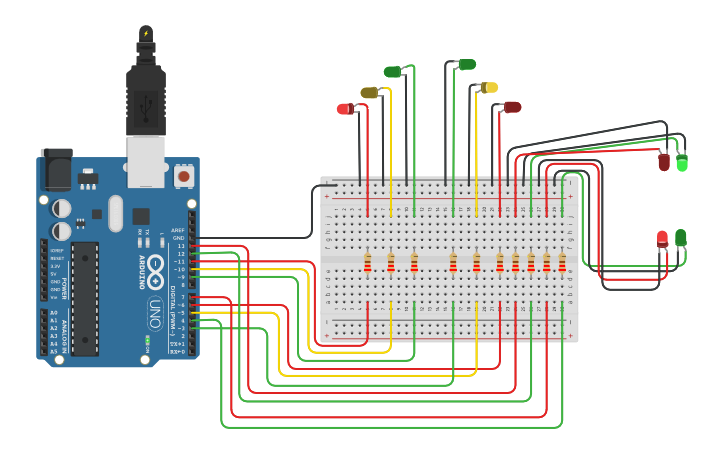 Circuit design traffic light - Tinkercad