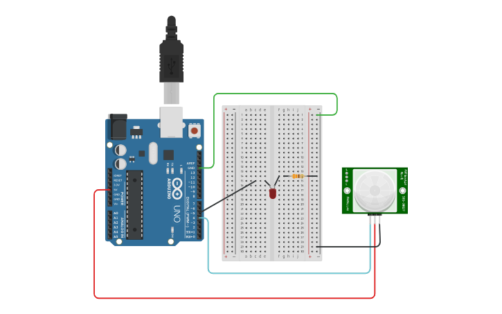 Circuit design Sensor PIR - Tinkercad