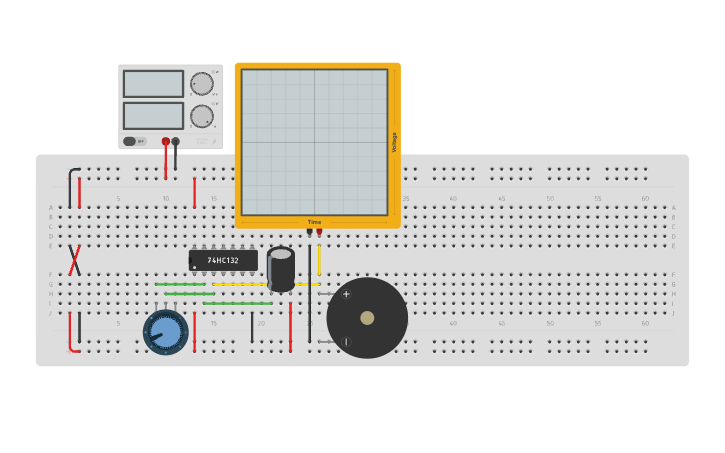 Circuit design Square Wave Oscillator (Pearson, p64) - Tinkercad