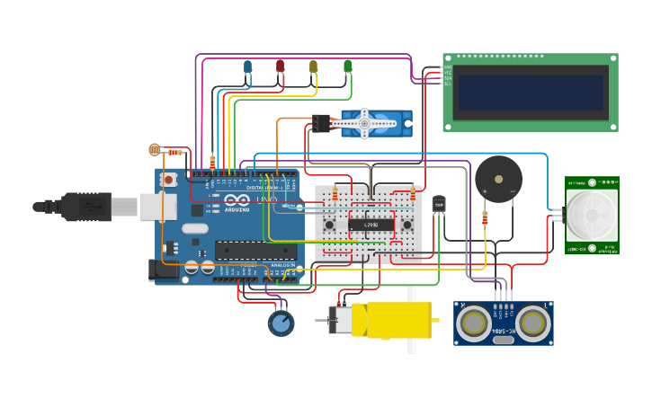 Circuit design Granja Domótica de Animales - Tinkercad