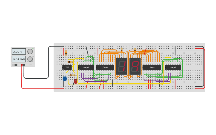 Circuit design contador del 0 al 99 (reset automatico) - Tinkercad