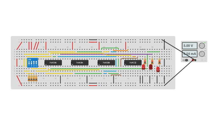 Circuit design Restador de dos bits - Tinkercad