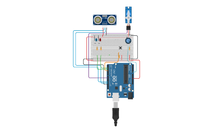 Circuit design Arduino Radar System - Tinkercad