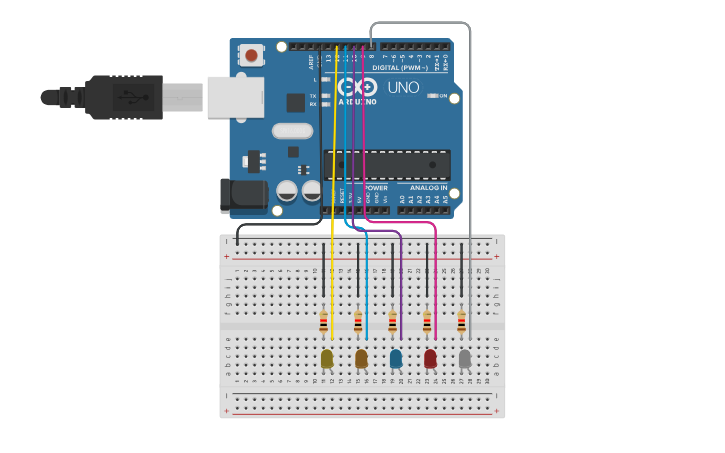 Circuit design SEQUENTIAL LED - Tinkercad