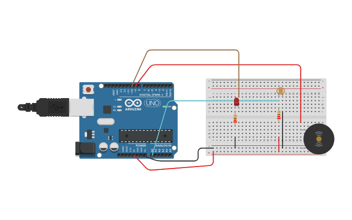 Circuit design Sensor LDR - Tinkercad