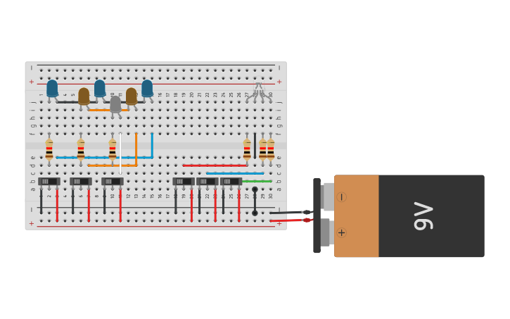 Circuit design breadboard - Tinkercad