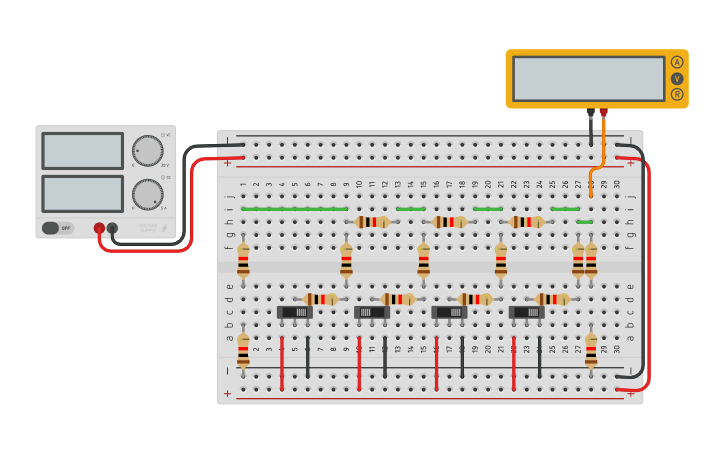 Circuit design CONVERSOR D-A DO TIPO R-2R - Tinkercad