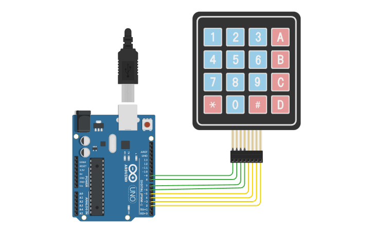 Circuit design Interface 4X4 Keypad with Arduino - Tinkercad