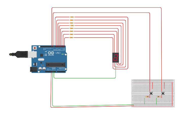 Circuit design display con pulsador - Tinkercad