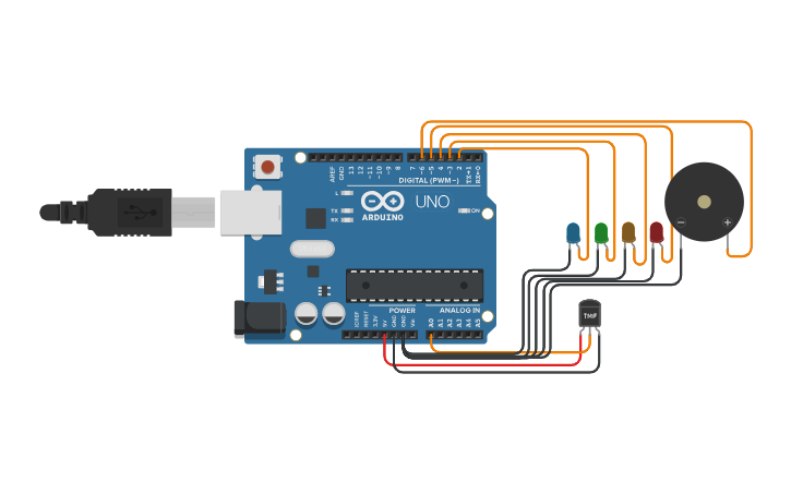 Circuit design Distance Sensor - Tinkercad