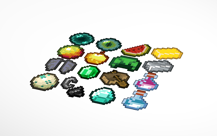 3D design Minecraft important items - Tinkercad