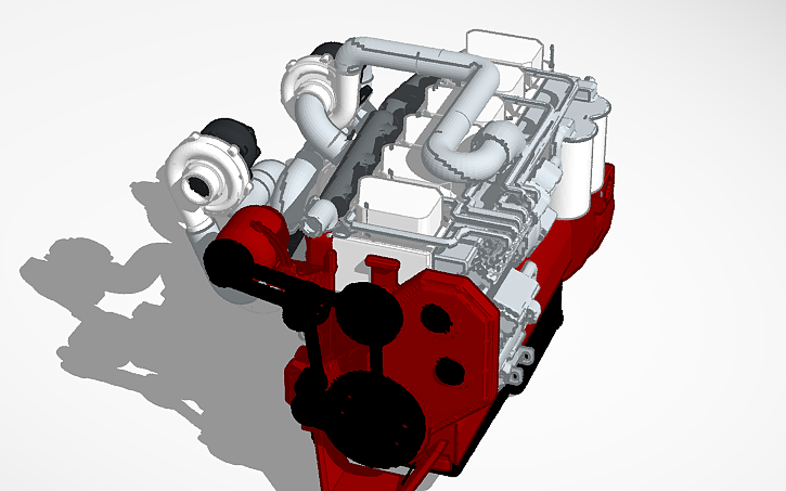 3D design Triple Turbo B6.7 Cummins Diesel - Tinkercad