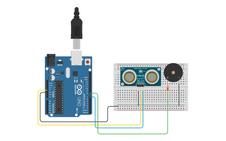 Circuit design Interface Ultrasonic Sensor and Buzzer with Arduino - 2 ...
