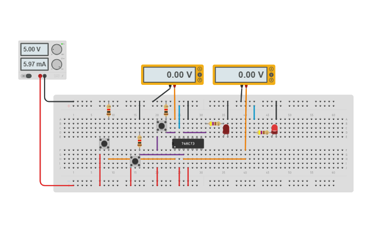 Circuit design Flip Flop JK_7473 - Tinkercad
