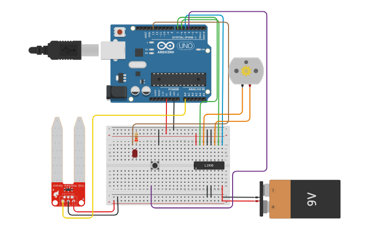 Circuit design RAIN SENSING CLOTHES RACK - Tinkercad