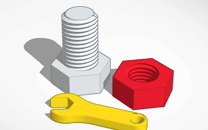 3D design bolt & nut - Tinkercad