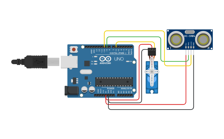 Circuit design Object_Distance_to_Servo_Angle_Mapper - Tinkercad