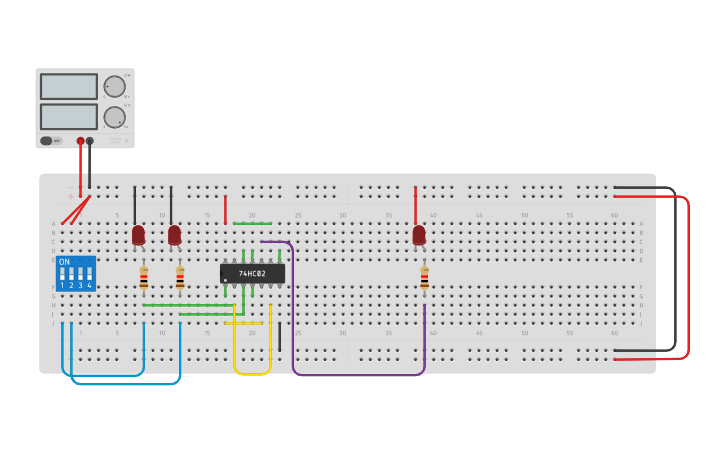 Circuit design Ex-Nor gate using Nor gate - Tinkercad