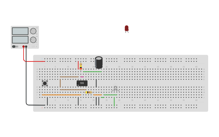 Circuit design IC555 MONOSTABLE MULTIVIBRATOR - Tinkercad