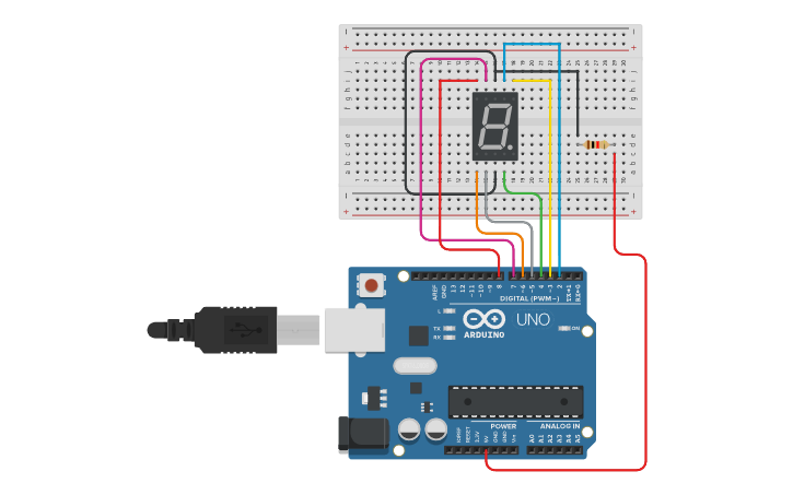 Circuit design 7 SEGMENT DISPLAY - Tinkercad