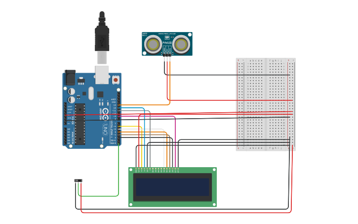 Circuit design Distance Sensor - Tinkercad