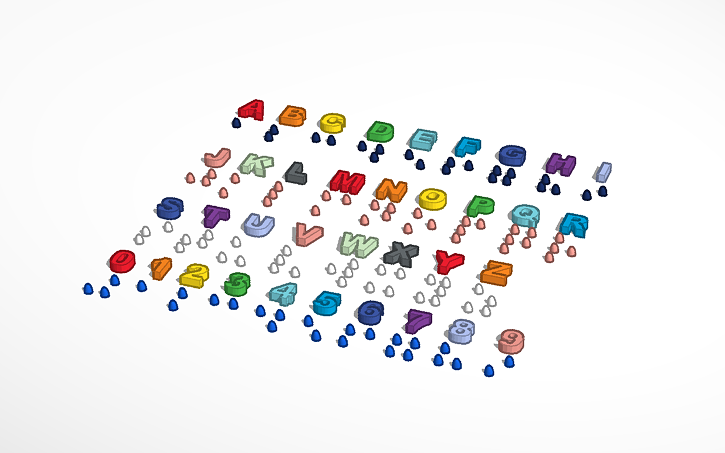 3D design alphabet-numbers & braille - Tinkercad