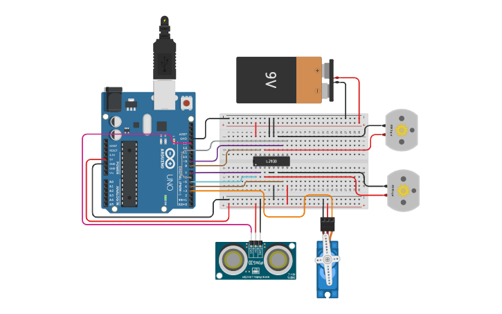Circuit Design Arduino Car Tinkercad