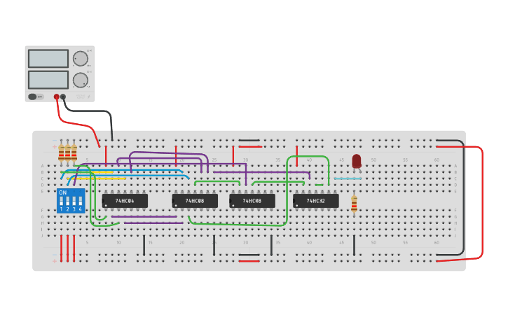 Circuit design ABC+A_B+A_C_ - Tinkercad